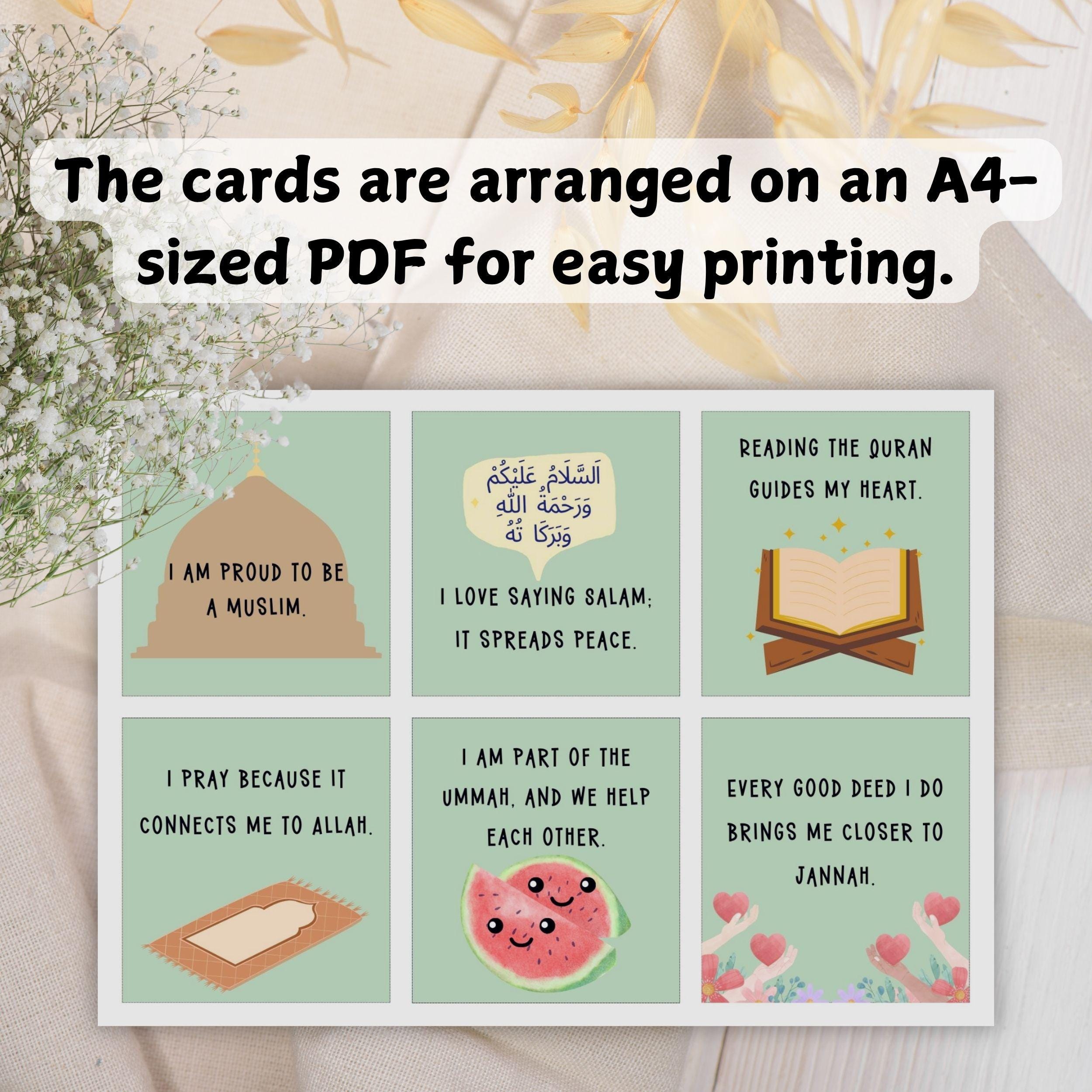 Islamic Affirmation Cards for Muslim Kids: Positive Quotes (digital ...