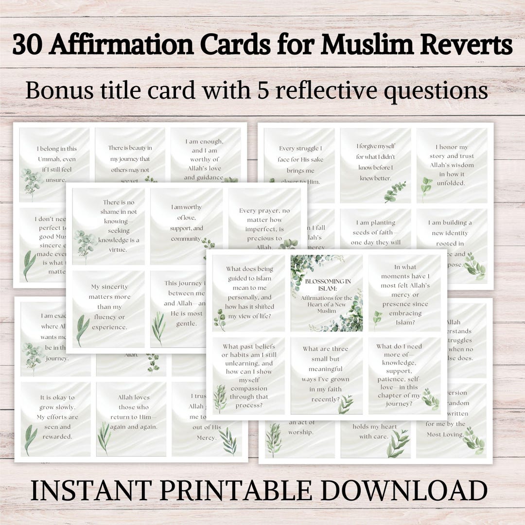 Islamic Affirmation Cards for New Muslim Reverts – 30 Faith-based ...