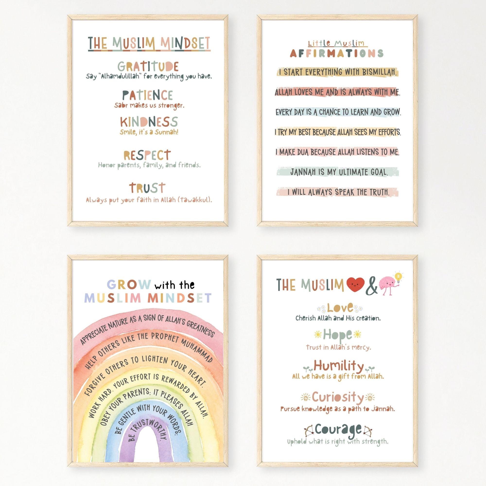 Positive Little Muslim Set; Islamic Affirmation Prints for Kids ...
