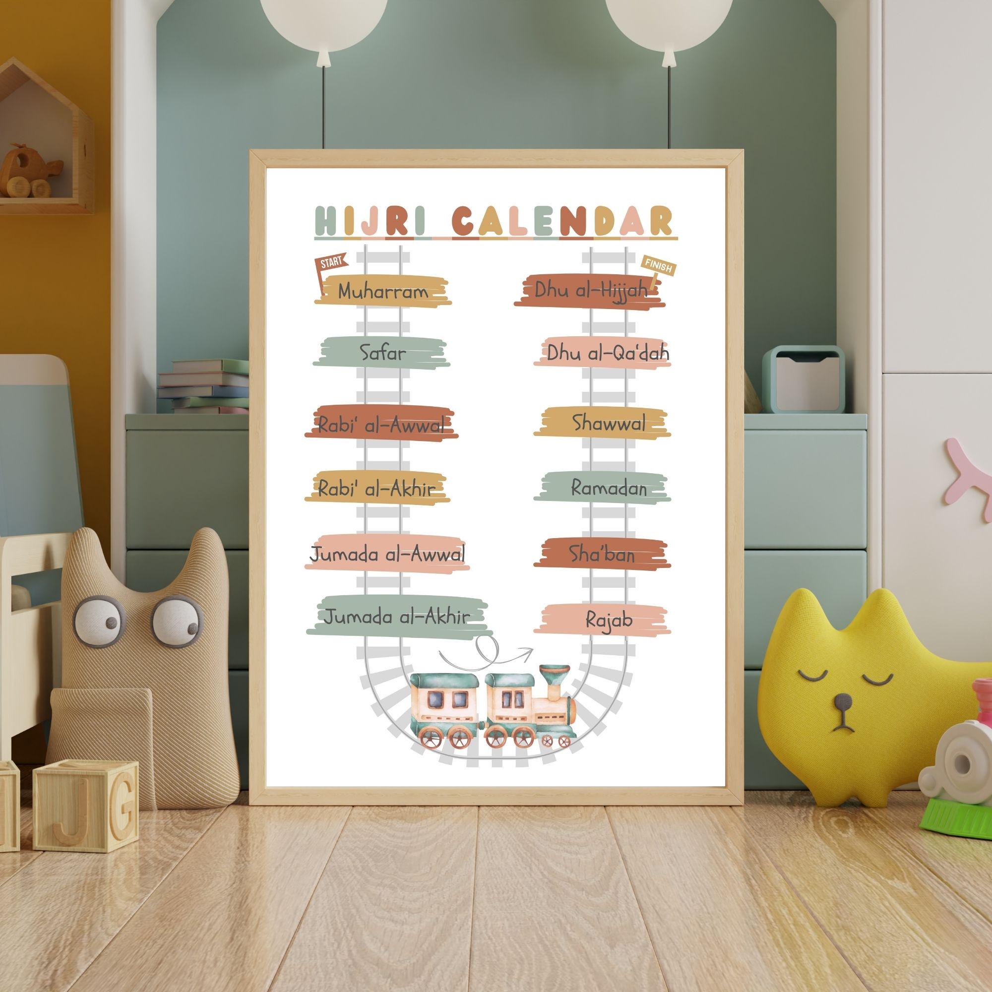 Hijri Calendar for Kids | Islamic Months Train Poster | Printable Wall ...