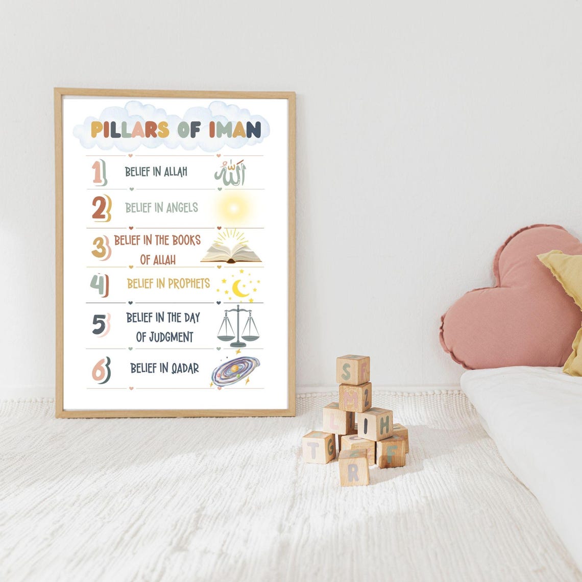 Pillars of Iman Printable | Islamic Educational Wall Art for Kids ...