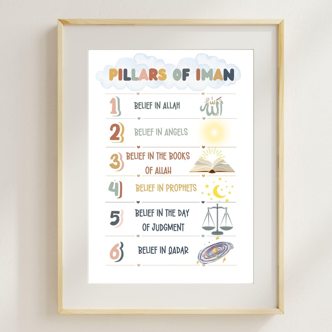 Pillars of Iman Printable | Islamic Educational Wall Art for Kids ...