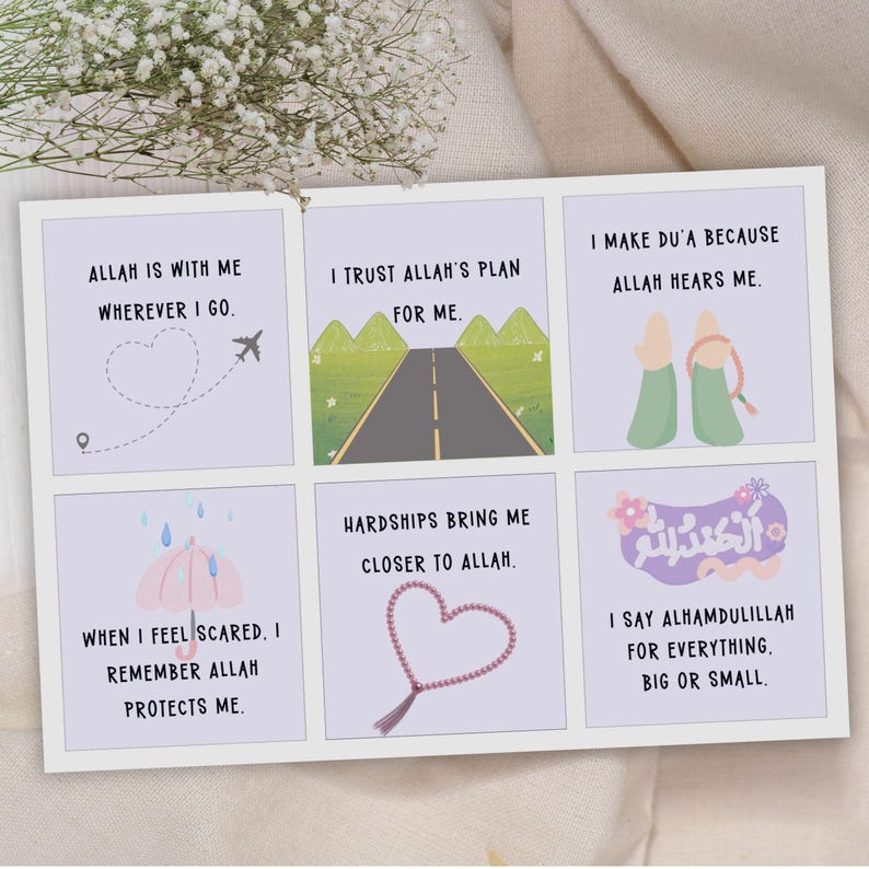 Islamic Affirmation Cards for Muslim Kids: Positive Quotes (digital ...