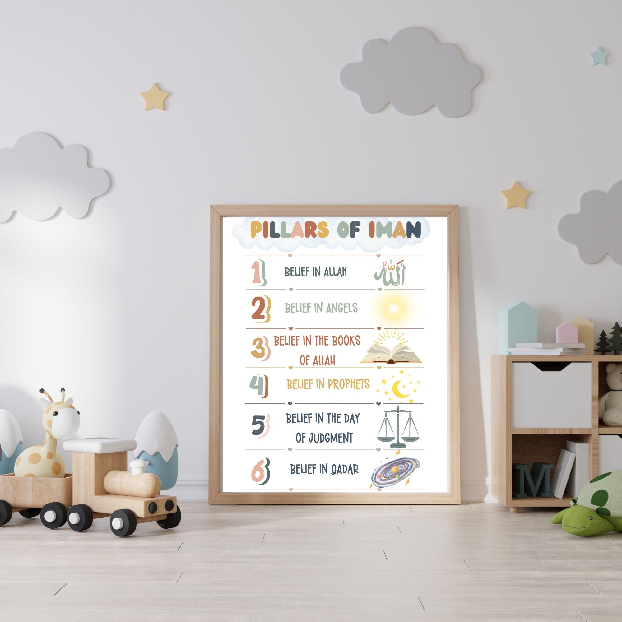 Pillars of Iman Printable | Islamic Educational Wall Art for Kids ...