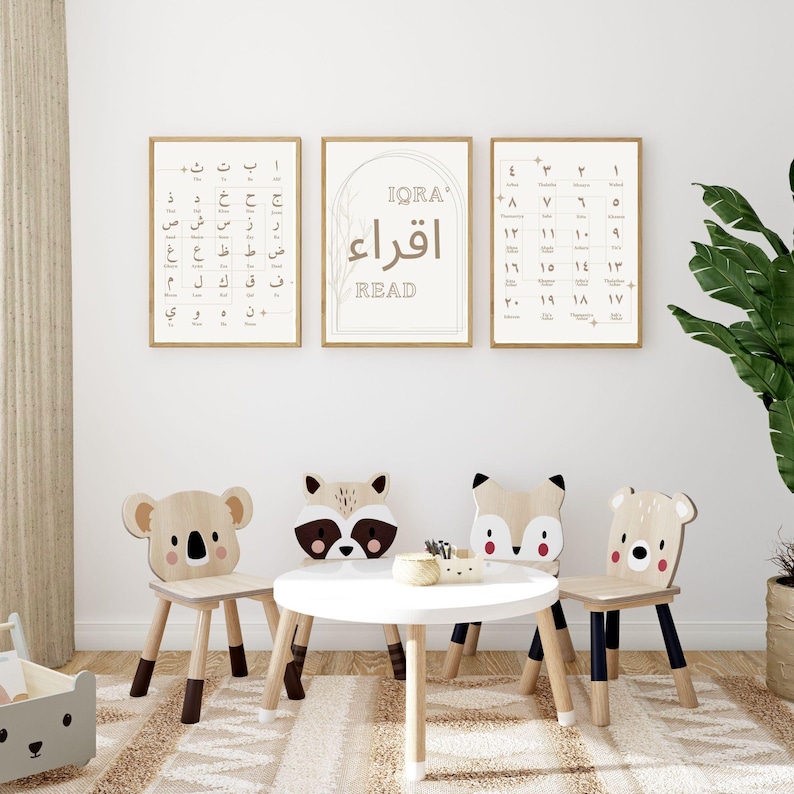 Iqra' Series Set of 3; Arabic Alphabet, Numbers, 'read' Islamic Wall ...