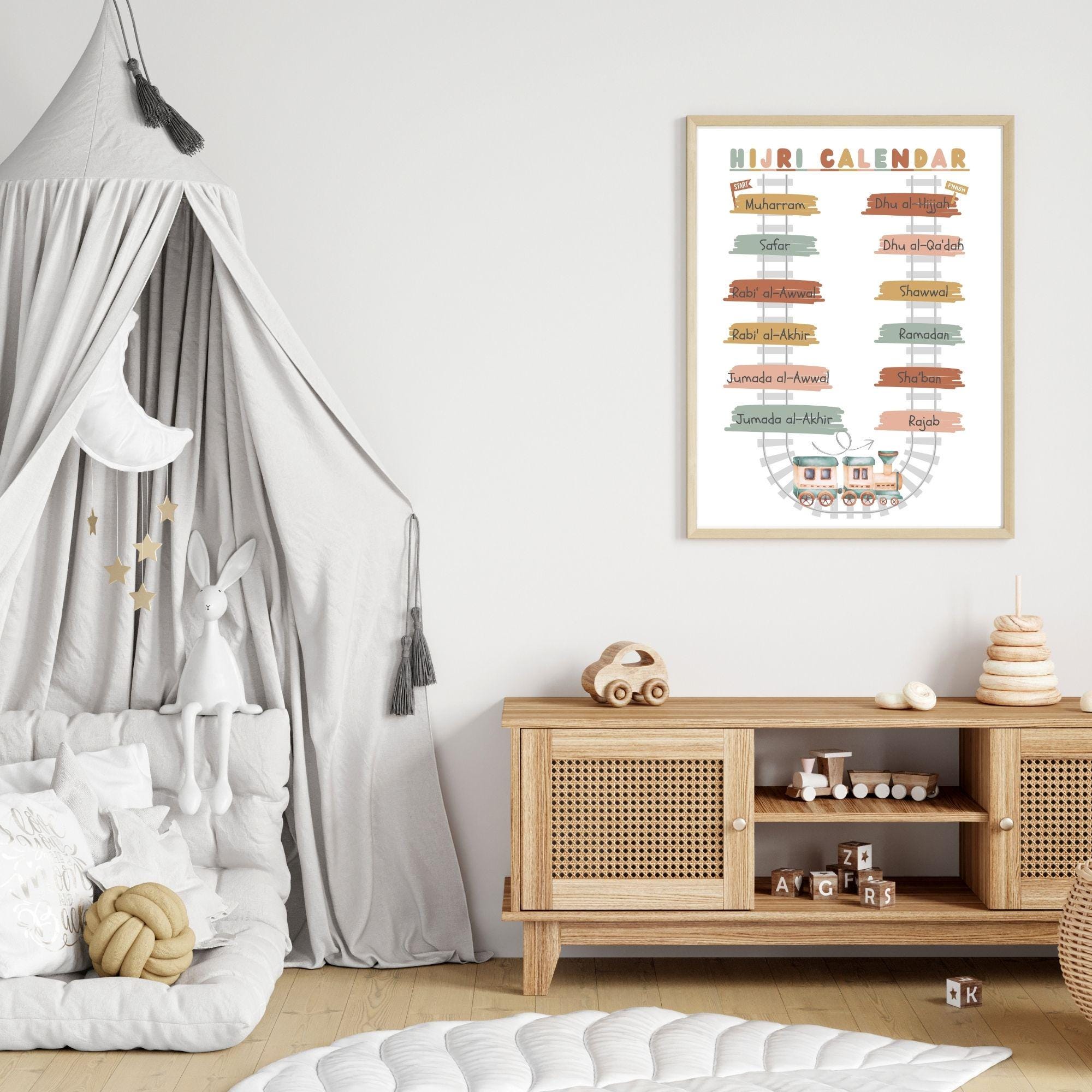 Hijri Calendar for Kids | Islamic Months Train Poster | Printable Wall ...