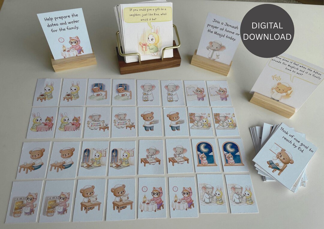 Ramadan Game for Kids Bundle | Islamic Conversation Cards, Memory Match ...