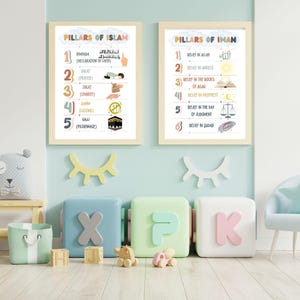 Pillars of Islam & Iman Print Set: Muslim Kids Educational Posters ...