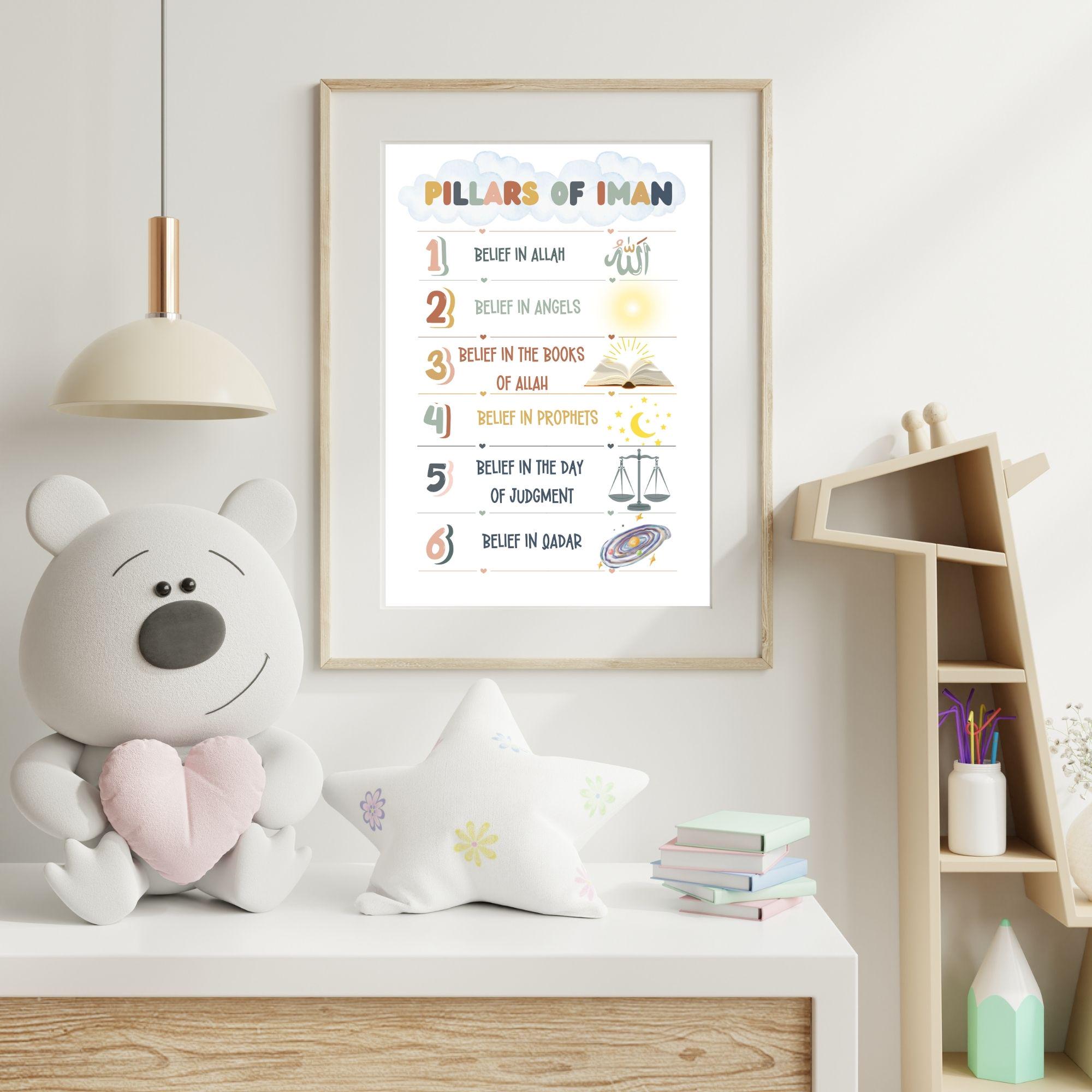 Pillars of Iman Printable | Islamic Educational Wall Art for Kids ...