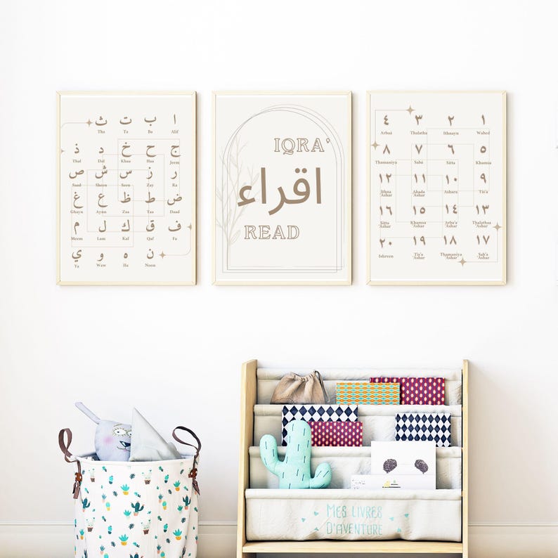 Iqra' Series: Arabic Alphabet & Numbers Prints - Islamic Kids Decor ...