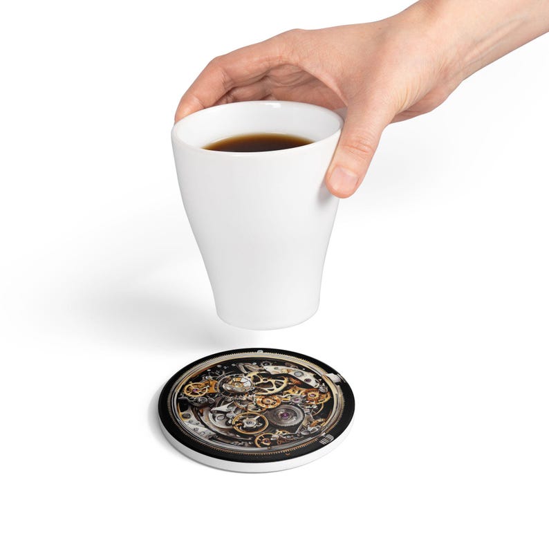 Vintage Pocket Watch Mechanism Ceramic Coaster - Unique Home Decor ...