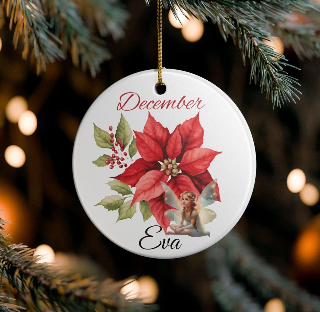 December Birth Flower Ornament, Ceramic Keepsake Decoration Gift for ...