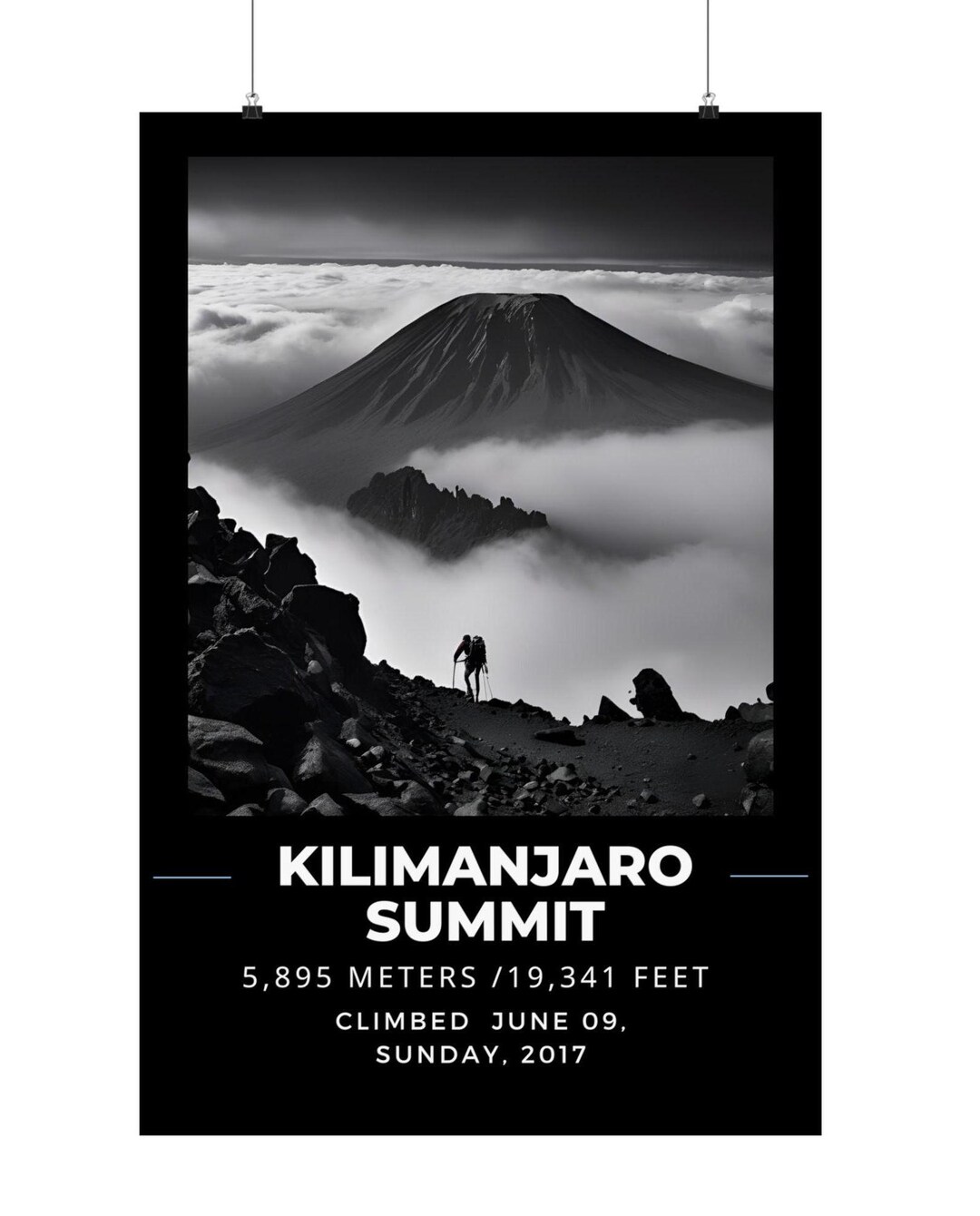 Kilimanjaro Summit Print: Personalized Mountain Climbing Art Poster - Etsy