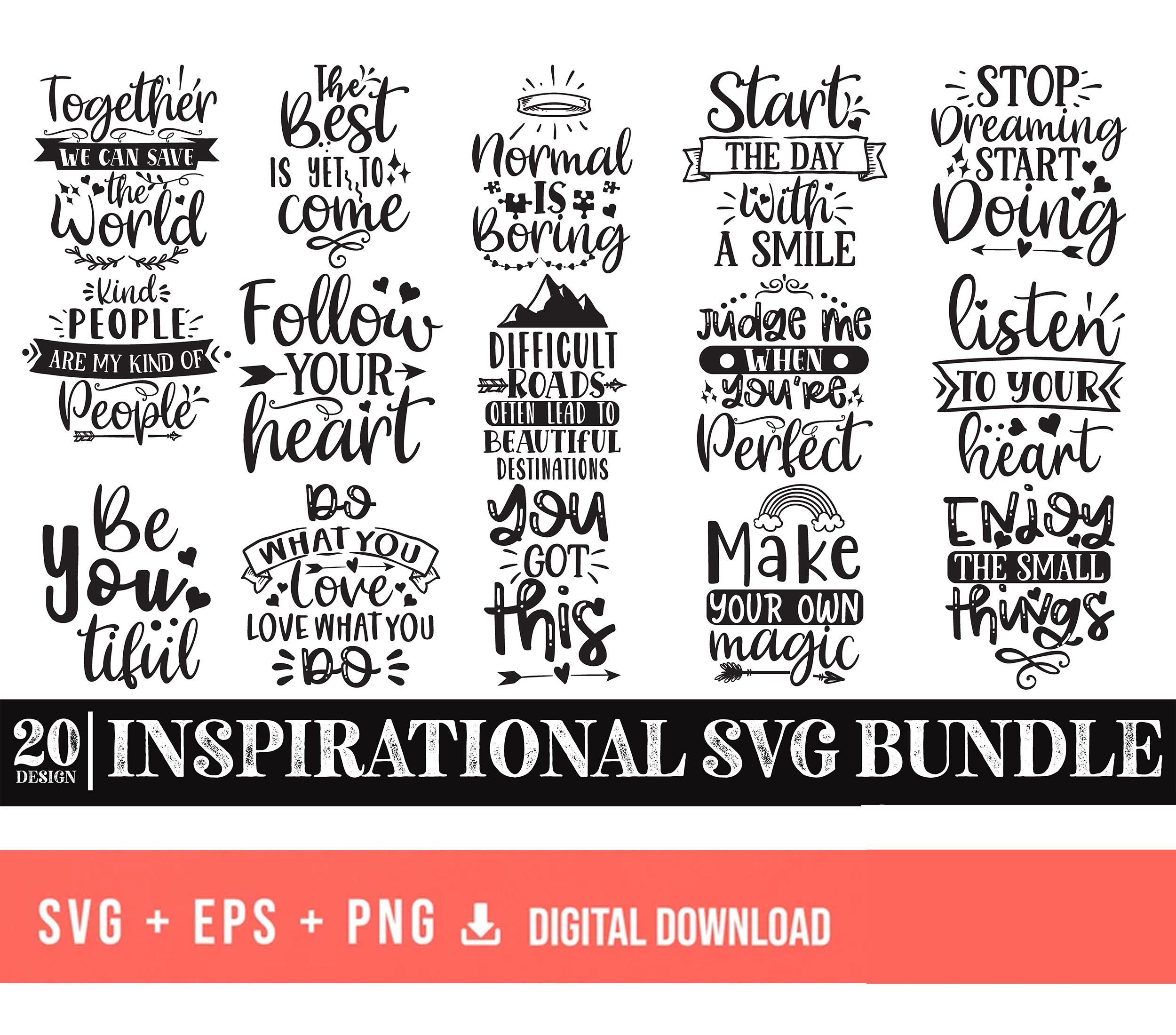 Inspirational Quotes Svg Bundle, Svg, Png, Bundle Svg, Sublimation Png ...