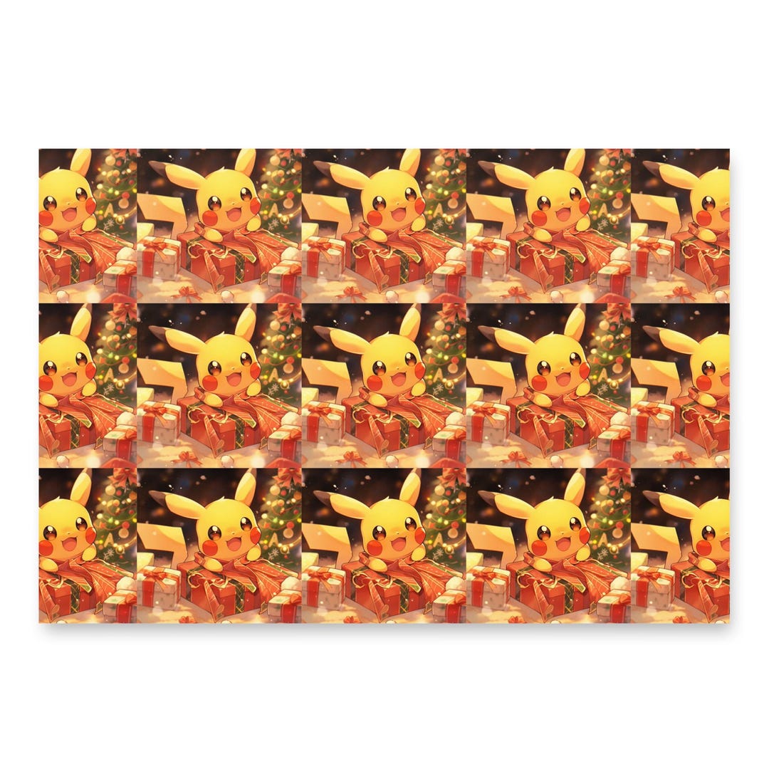 Pikachu Christmas Wrapping Paper Sheets - Etsy