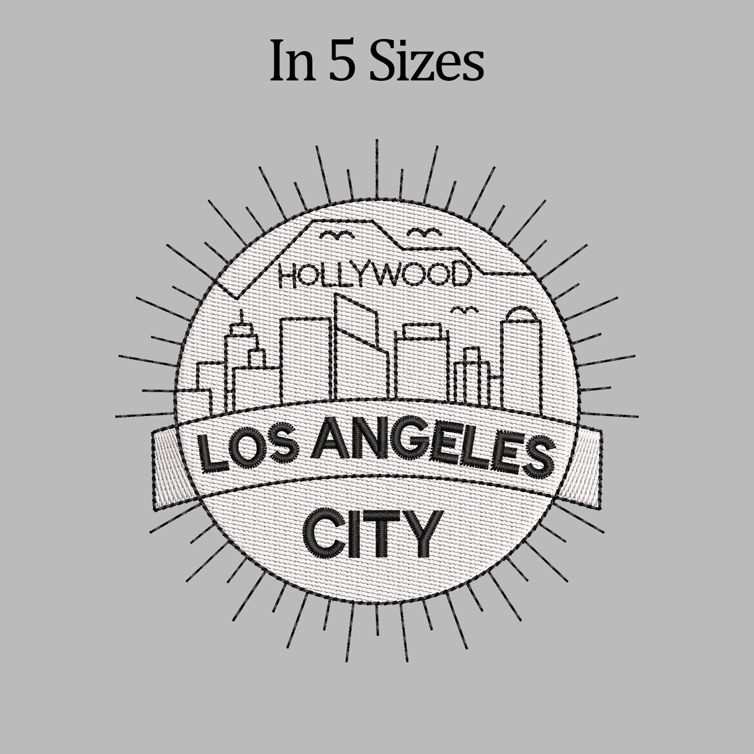 Los Angeles Machine Embroidery Design, California State, USA, America ...