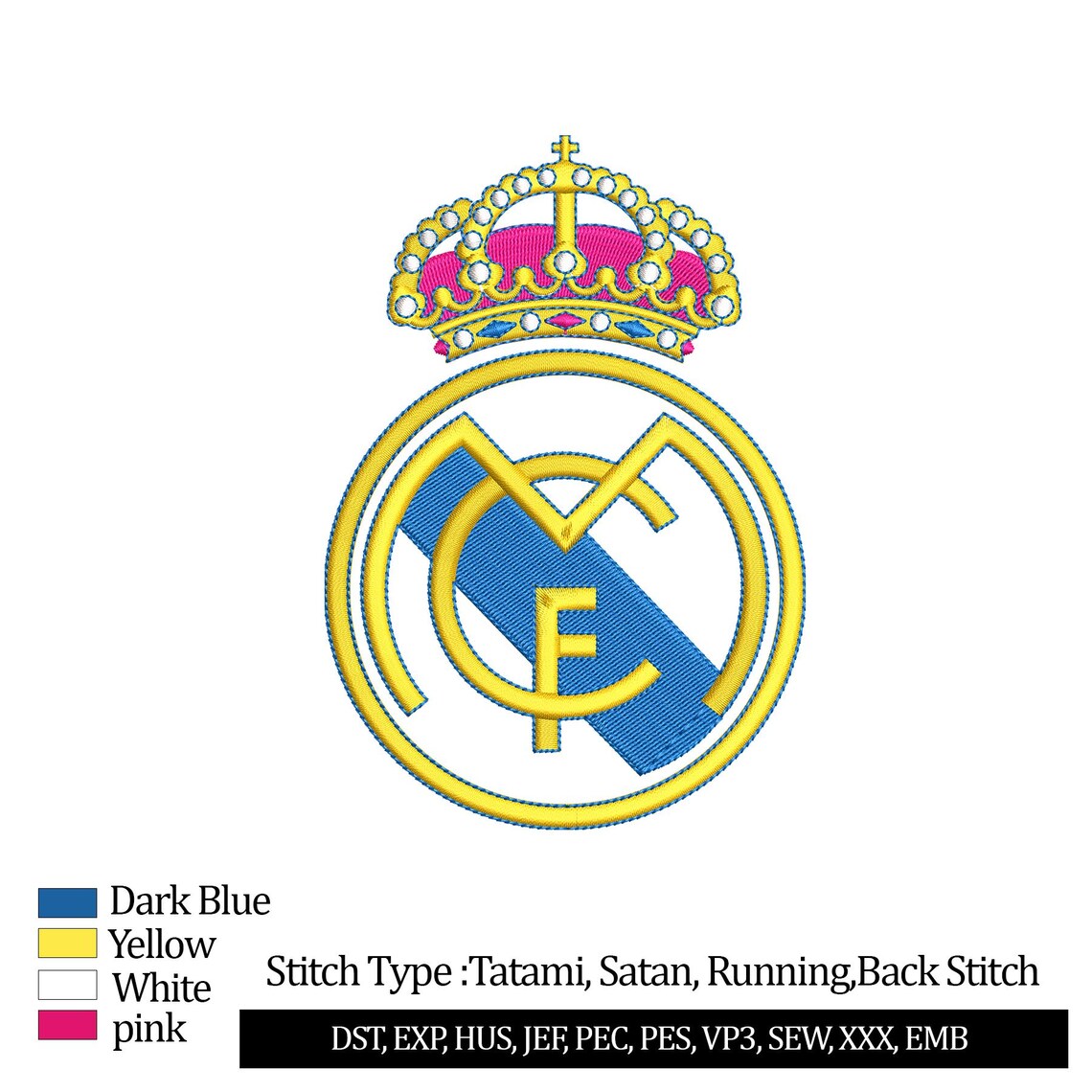 Real Madrid Embroidery Design: Football Club Logo (digital Download) - Etsy