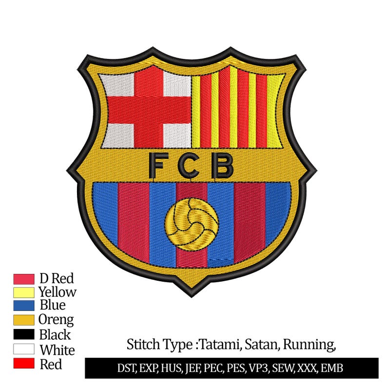 FC Barcelona Embroidery Design. Machine Embroidery Design. Football ...