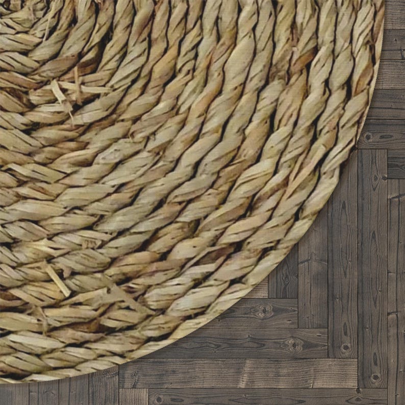 Round Rug, Native Straw Mat Design, Soft Faux Straw Mat, Comfortable ...