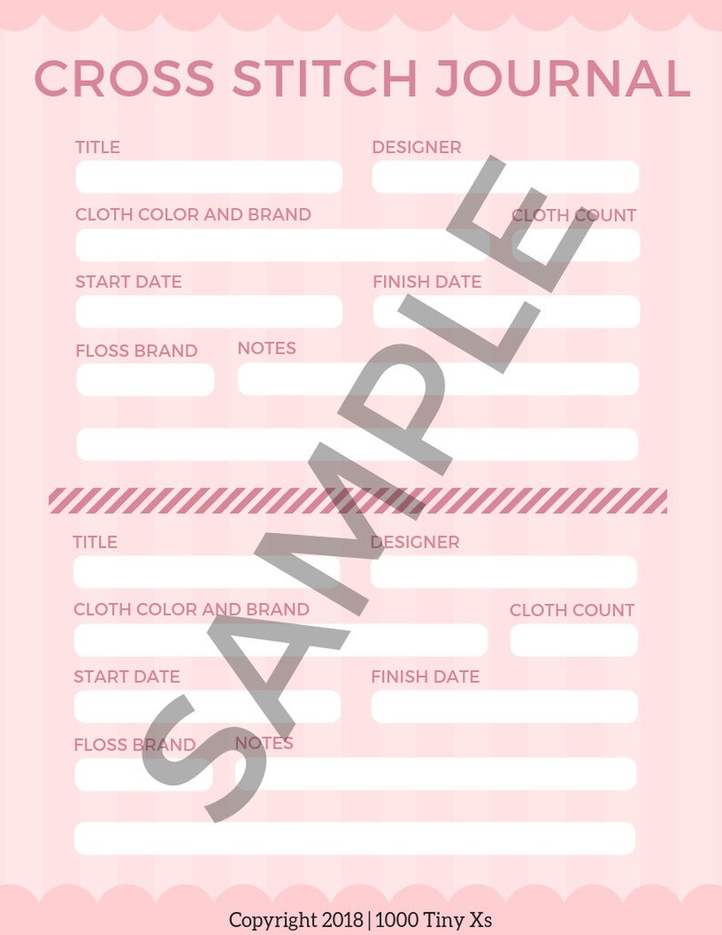 PRINTABLE | Cross Stitch Journal Page - Etsy