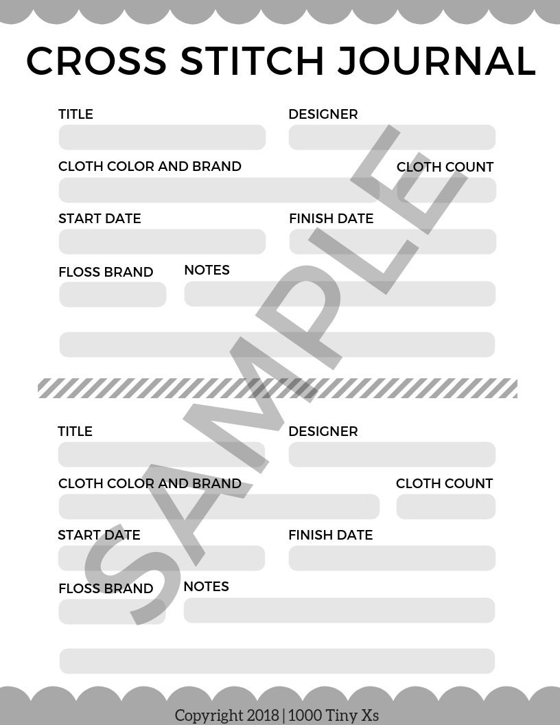 PRINTABLE | Cross Stitch Journal Page - Etsy