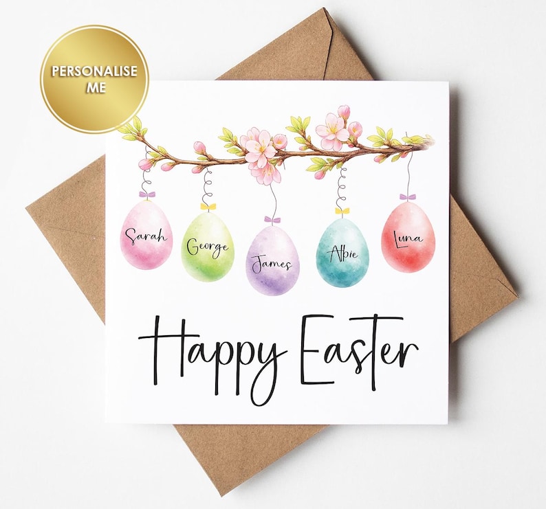 Personalised Easter Egg Card, Custom Family Keepsake - Etsy