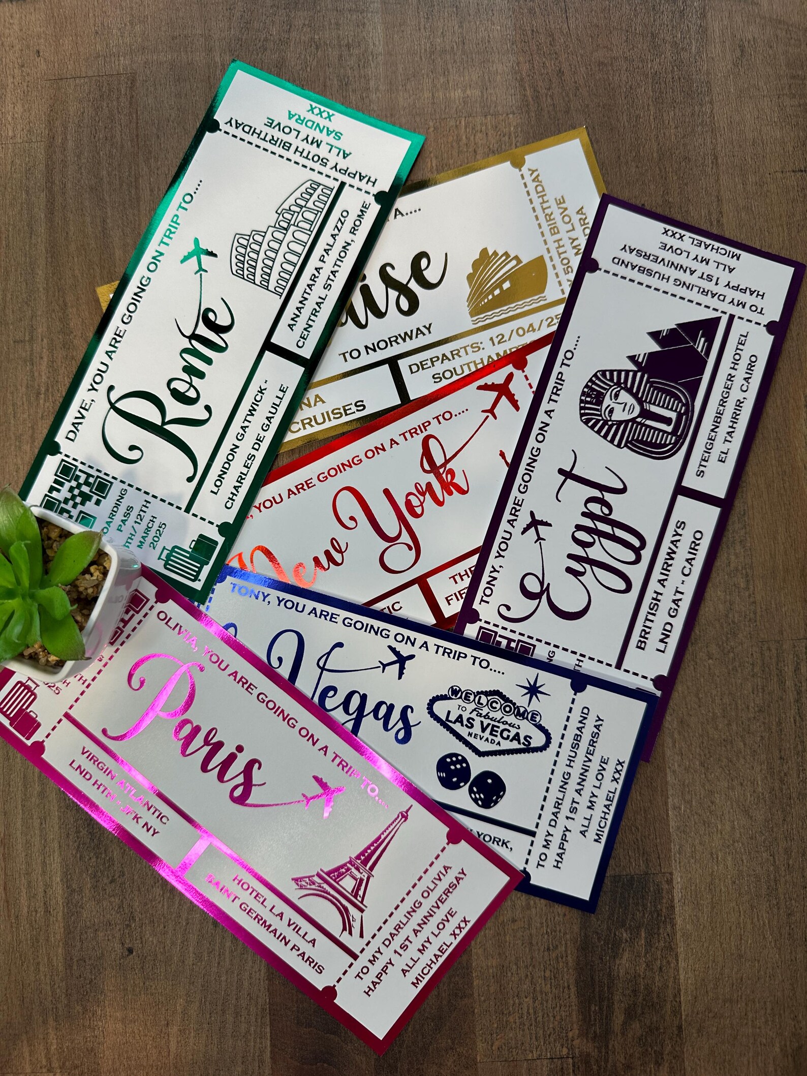 Personalised Foil Holiday Reveal Ticket | Surprise Trip Boarding Pass ...