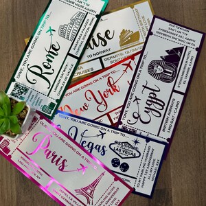 Personalised Foil Holiday Reveal Ticket | Surprise Trip Boarding Pass ...