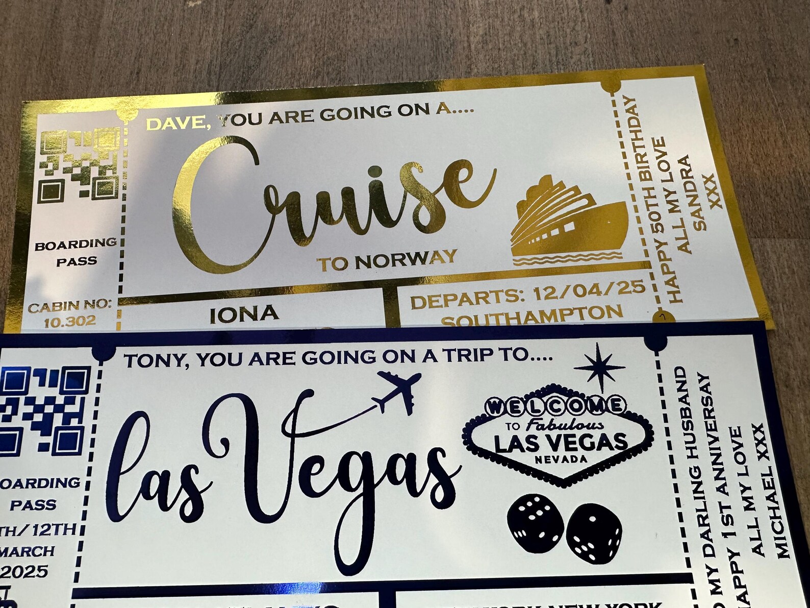 Personalised Foil Holiday Reveal Ticket | Surprise Trip Boarding Pass ...