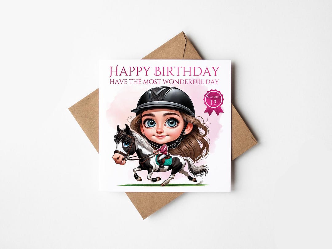 Personalised Foiled Girls Birthday Card | Horse Riding Card for Her ...