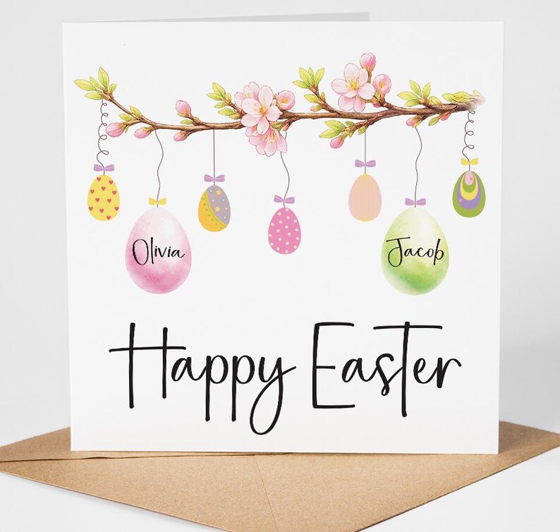 Personalised Easter Egg Card, Custom Family Keepsake - Etsy