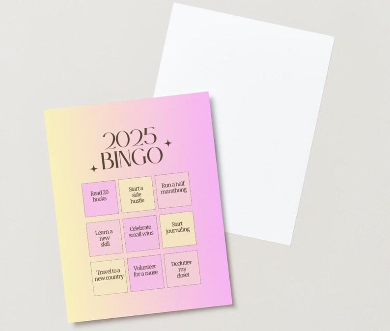 2025 Goal Setting Bingo Card | Printable Goal Tracker (digital Download ...