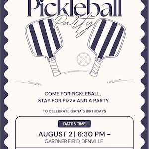 Pickleball Party Invitation Template Editable Digital Download for Pickleball Birthday ...