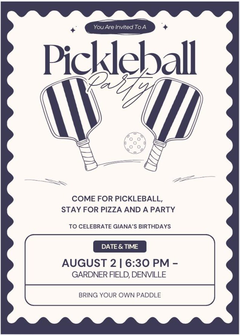 Pickleball Party Invitation Template - Editable Digital Download for ...