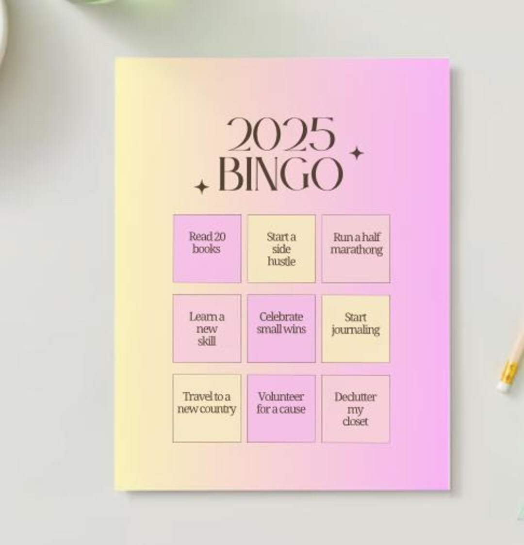 Goal Setting Bingo Card Template Printable and Customizable Goal ...