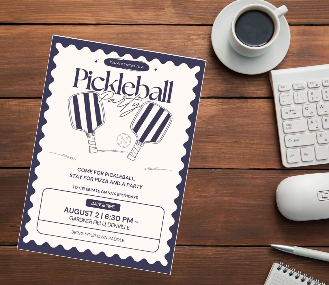 Pickleball Party Invitation Template - Editable Digital Download for ...