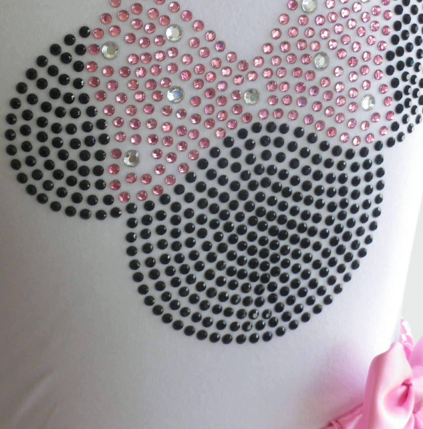 6.5" PINK Minnie Mouse Iron on Rhinestone TRANSFER for Disney T-shirt ...