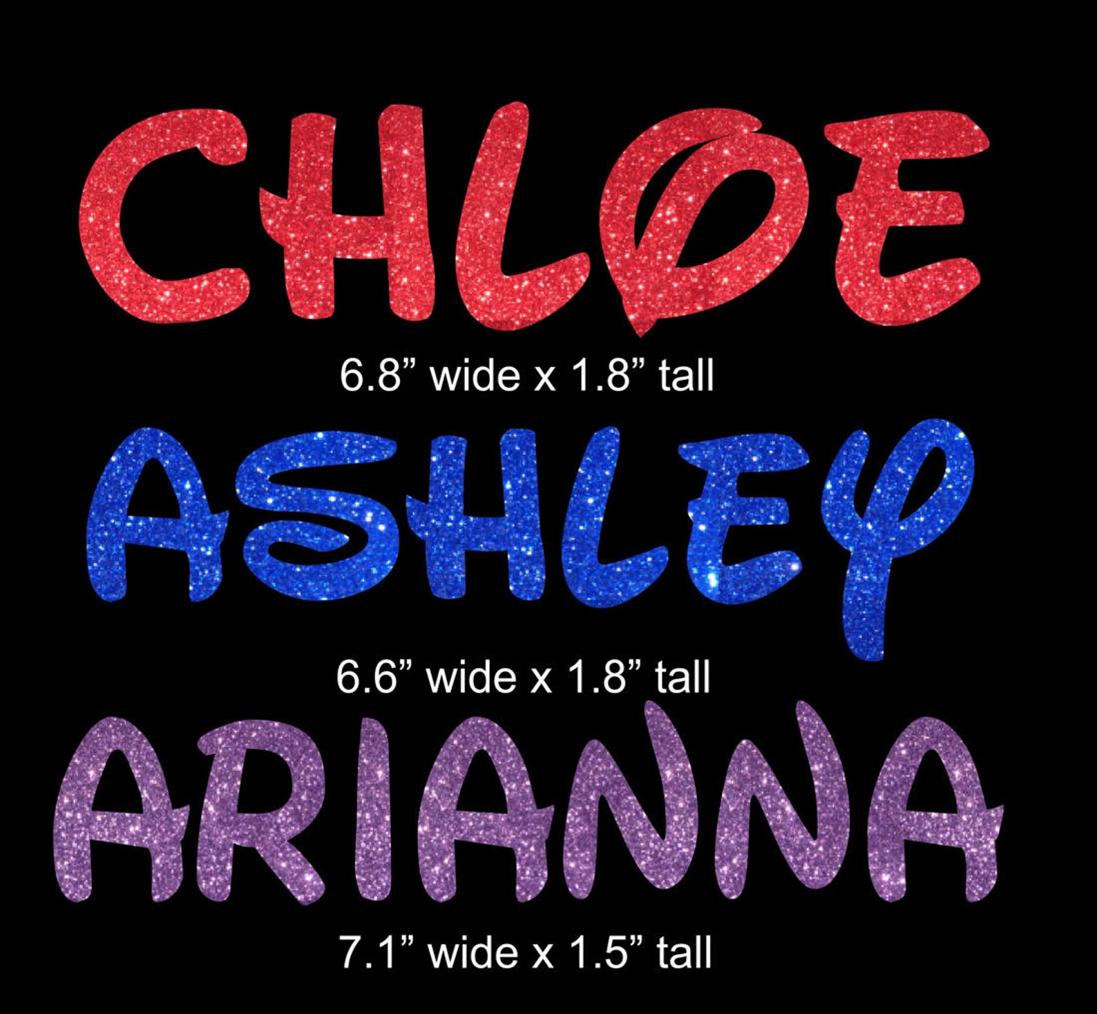 Personalized Disney Font NAME Iron on Glitter Vinyl Transfer DIY ...