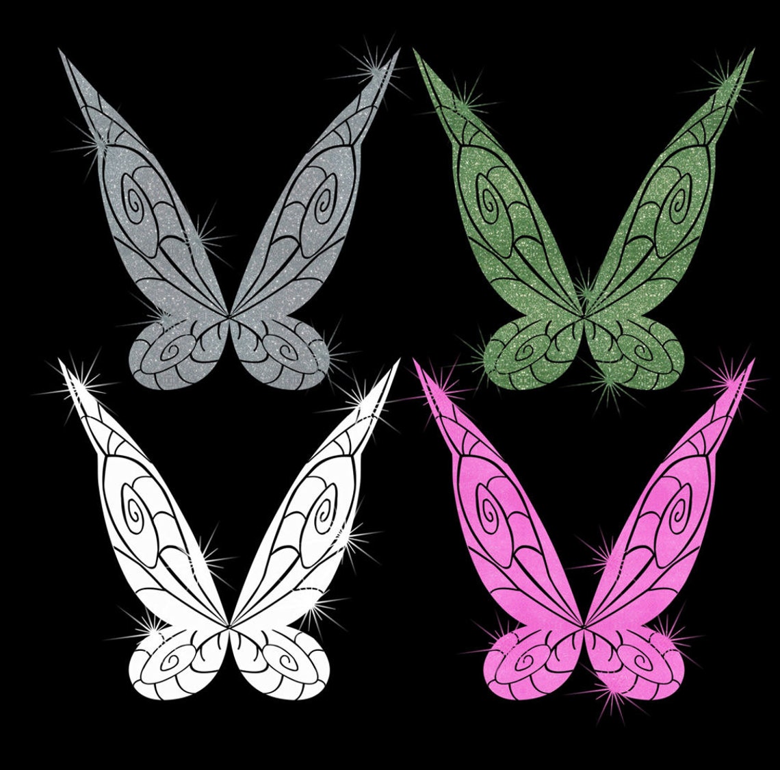 Tinkerbell Wings Iron on Glitter Disney Transfer DIY Applique DIY Patch ...