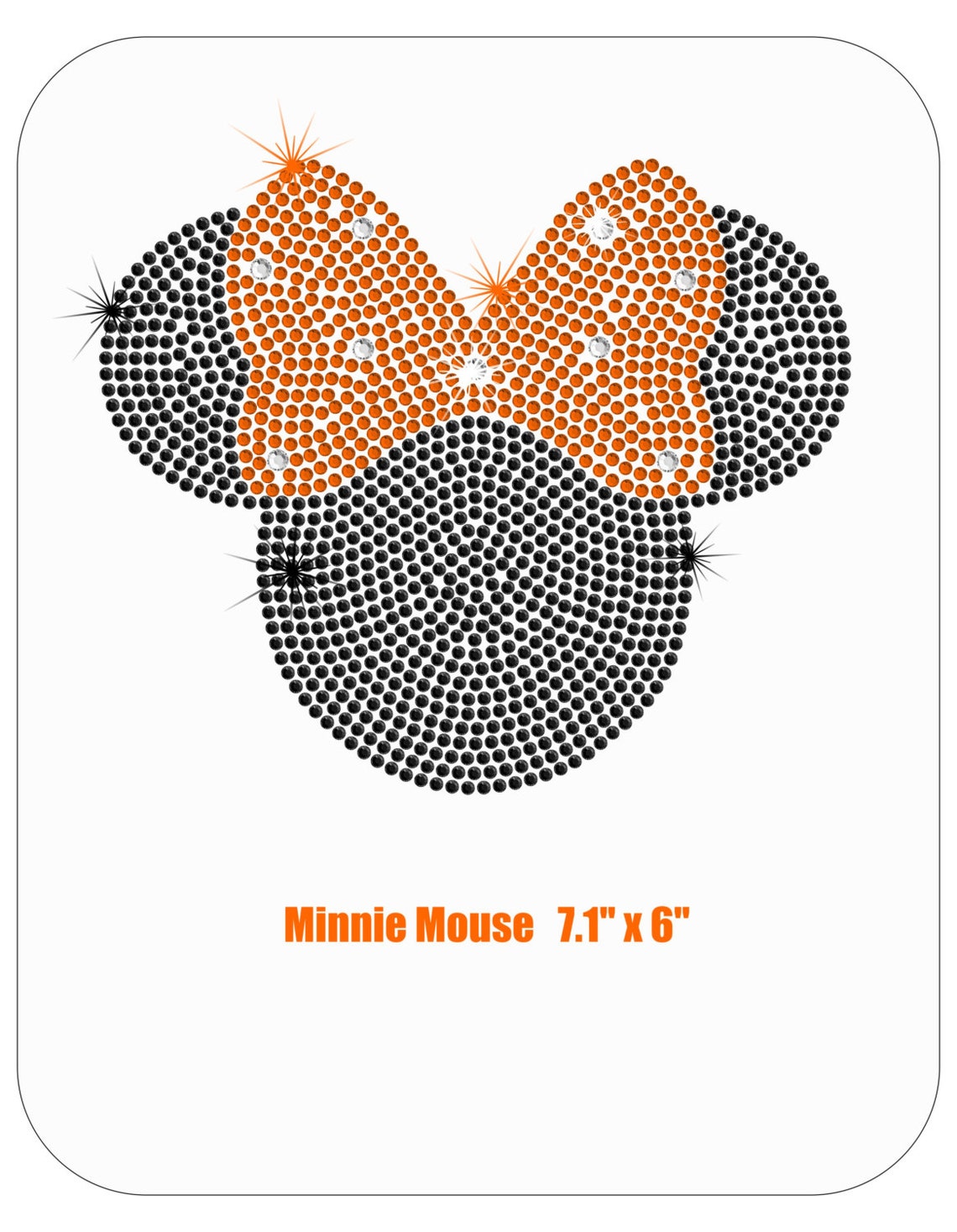 7.1 ORANGE Minnie Mouse Iron on Rhinestone Halloween - Etsy