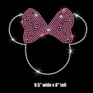 9.5" X 8" HUGE Minnie Mouse Iron on Rhinestone TRANSFER Applique Patch ...