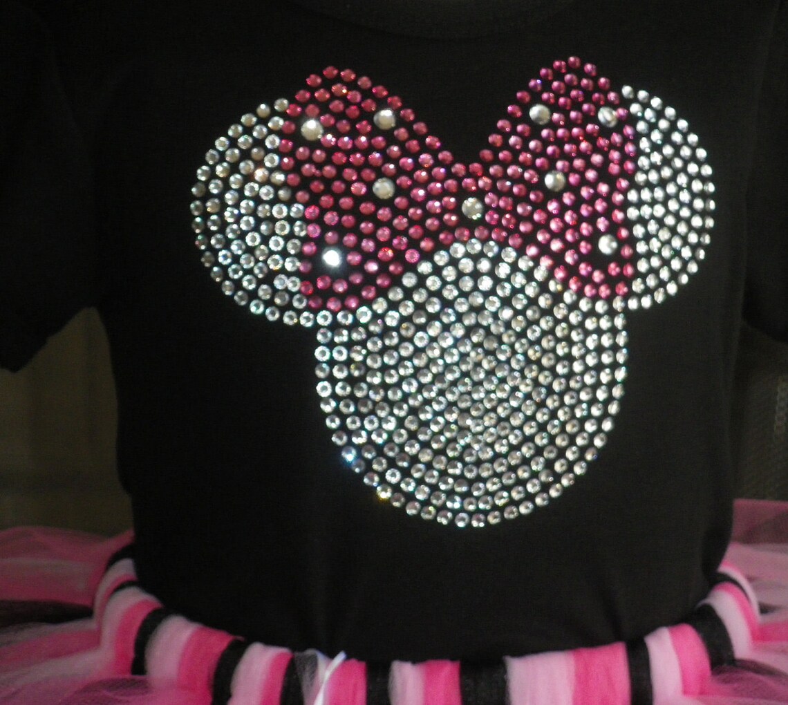 6.5 Clear/pink Minnie Mouse Rhinestone Bling TRANSFER - Etsy