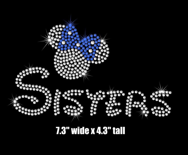 Sisters Minnie Mouse Iron on Rhinestone Transfer Applique Patch You ...