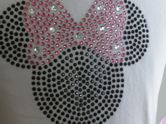 6.5 PINK Minnie Mouse Iron on Rhinestone TRANSFER for | Etsy