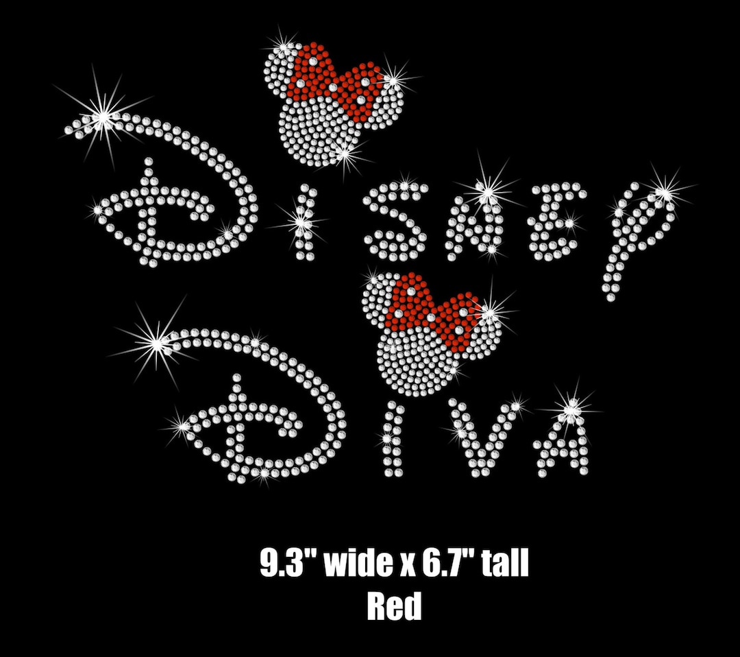 9.3" Minnie Mouse Disney Diva Iron on Rhinestone Transfer for Bling ...