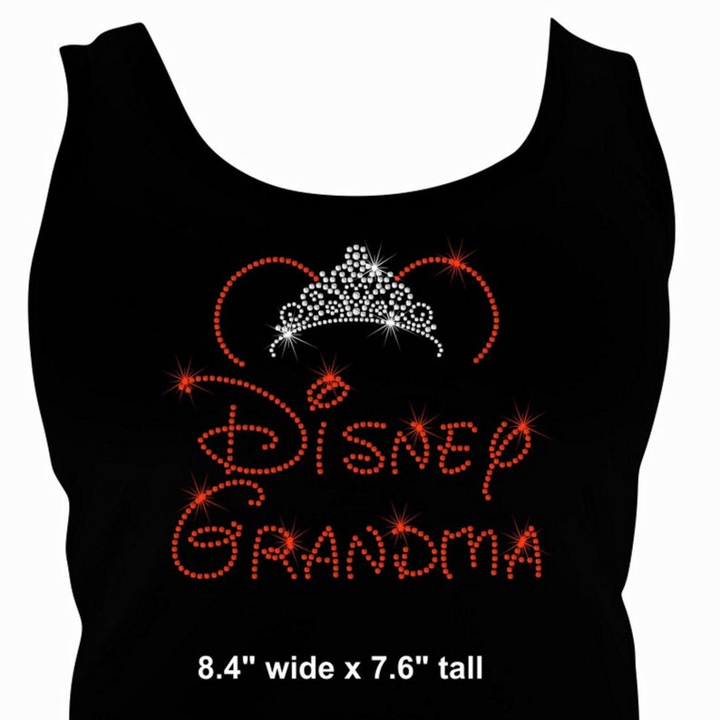 8.4" Minnie Mouse Disney Grandma (grandmother) Tiara Iron on Rhinestone ...