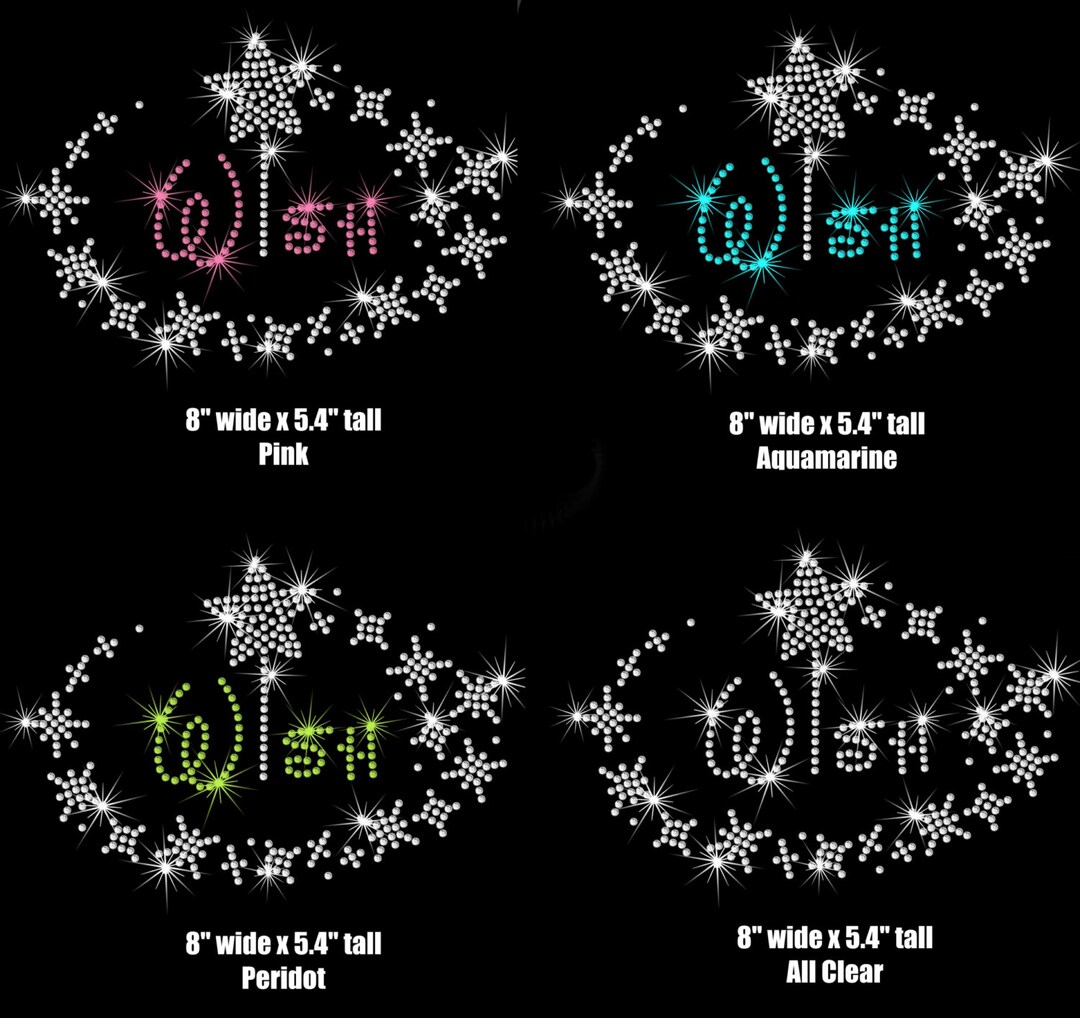 8" Tinkerbell Wish Wand Pixie Dust Iron on Rhinestone Transfer Applique ...