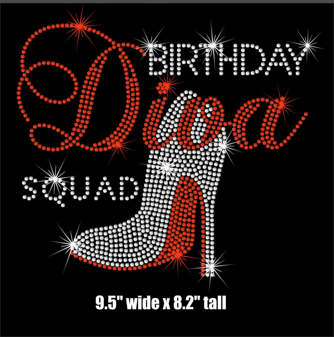 8.2 tall High Heel Birthday Diva SQUAD iron on | Etsy