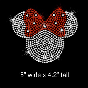 5" Minnie Mouse Iron on Rhinestone TRANSFER Applique Patch for Disney ...