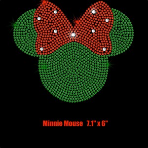 7.1" Minnie Mouse Iron on Rhinestone Christmas Holiday TRANSFER Disney ...